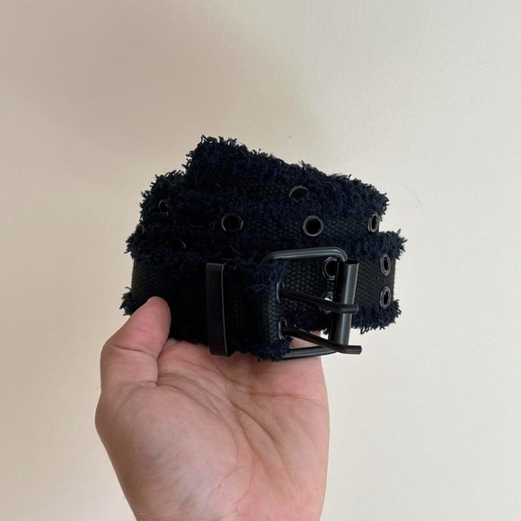 Accessories | 200s Round Studded Fur Frayed Black Grunge Belt | Poshmark